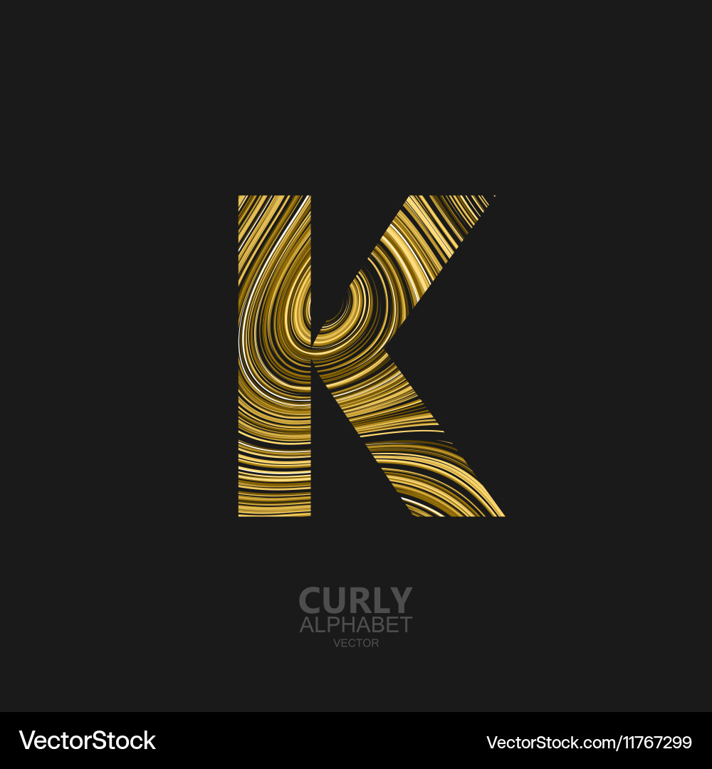 Textured Curly Letter K Royalty Free Vector Image