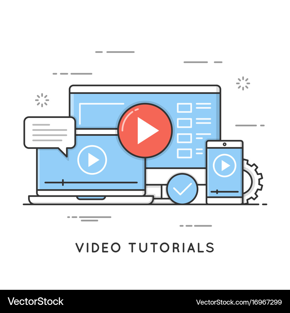 Video tutorials online training and learning Vector Image