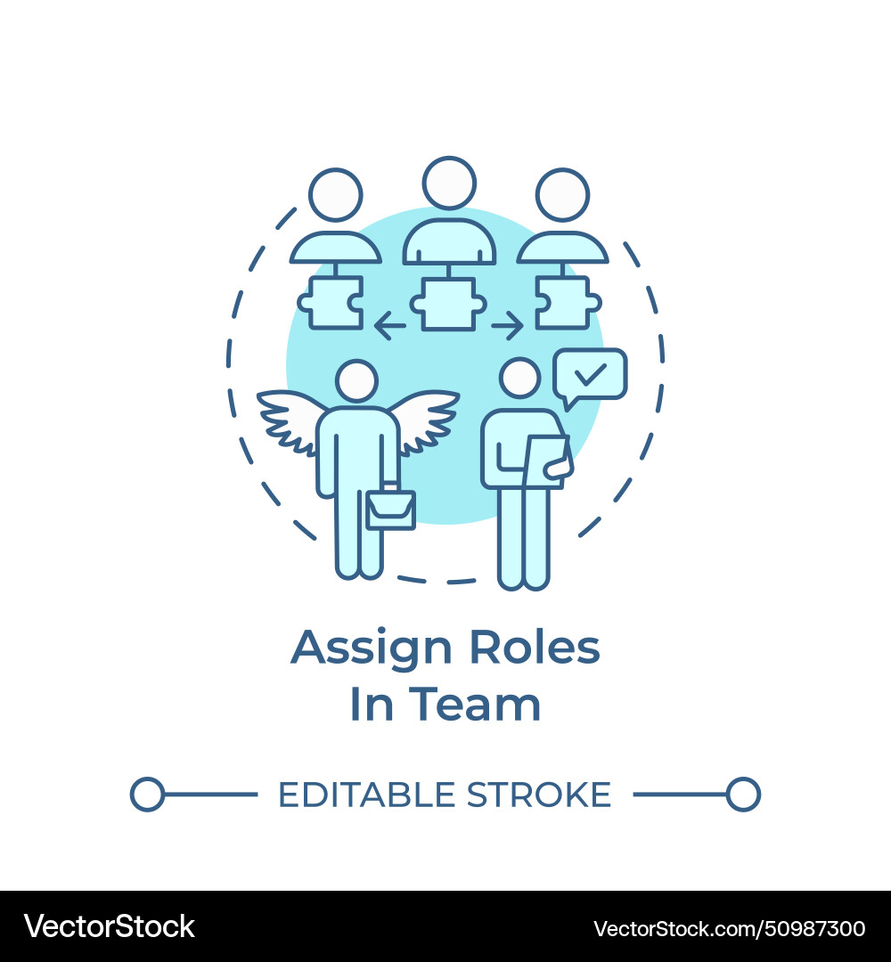 Assign roles in team soft blue concept icon Vector Image