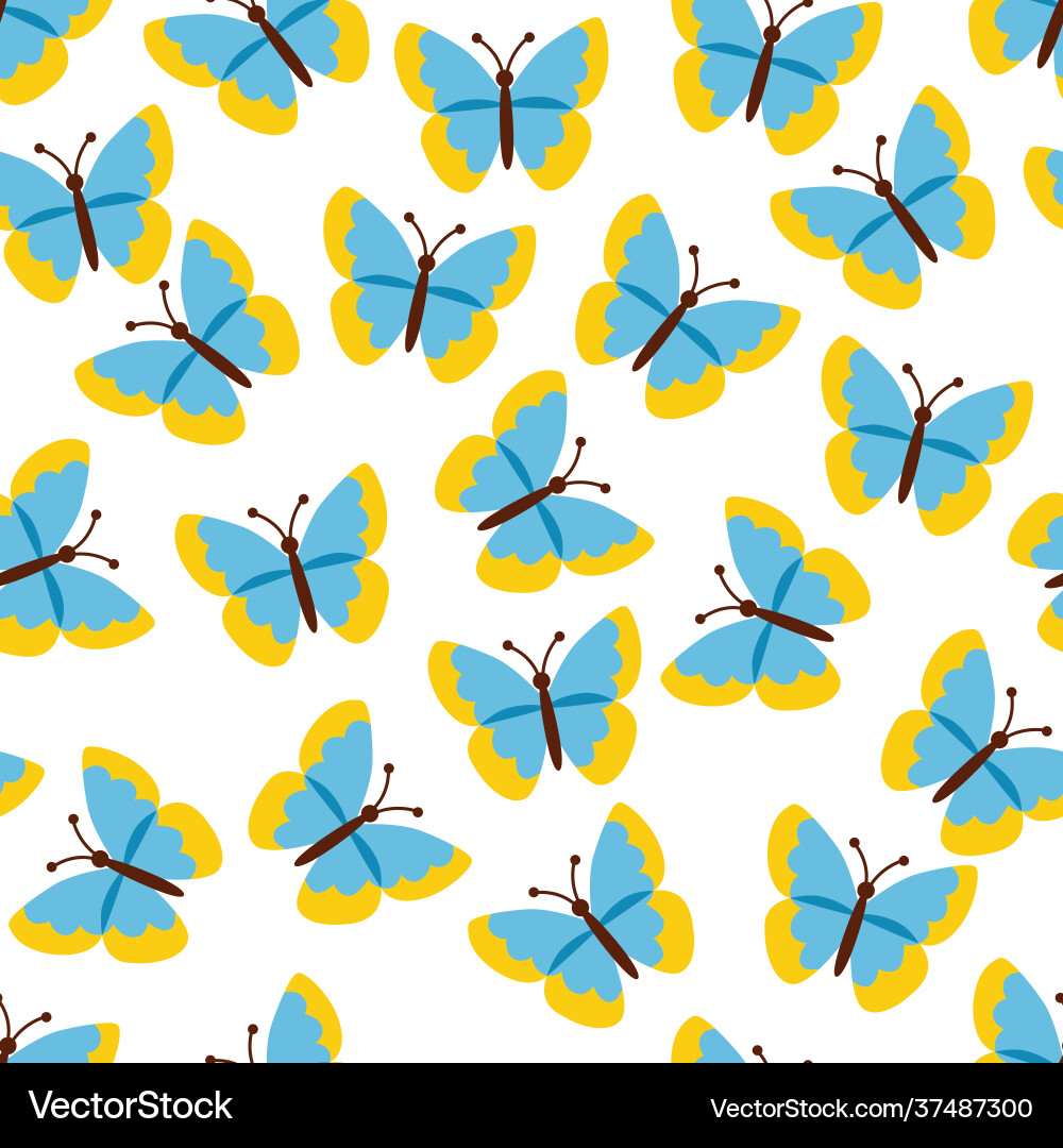 Blue and yellow butterfly seamless pattern – Royalty-Free Vector ...
