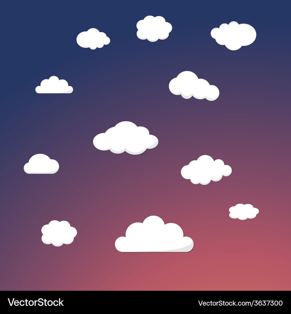 Cartoon retro night sky with clouds background Vector Image