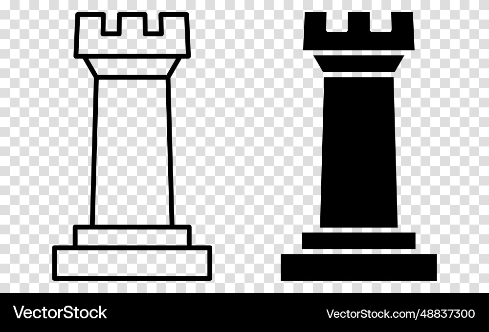 Chess rook icons flat and line art style Vector Image