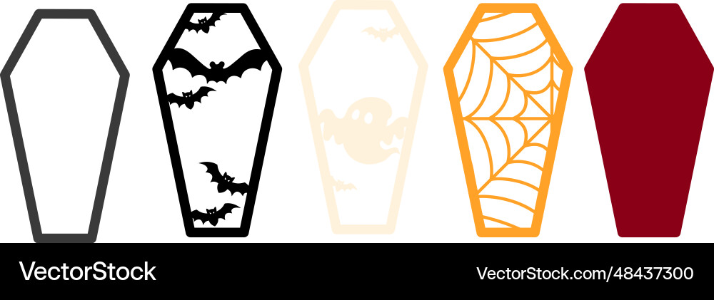 Coffin halloween laser cut file bundle Royalty Free Vector