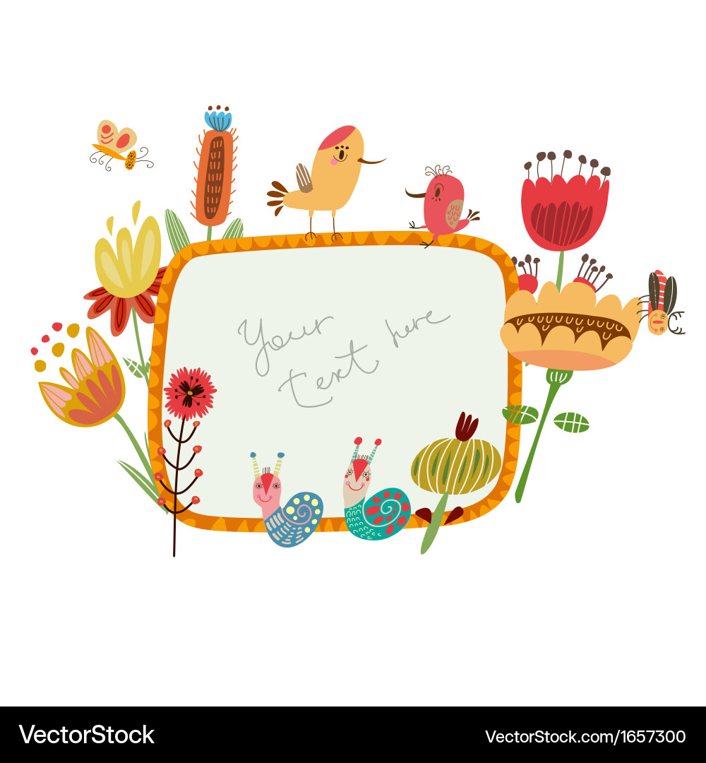 Frame for text with birds Royalty Free Vector Image