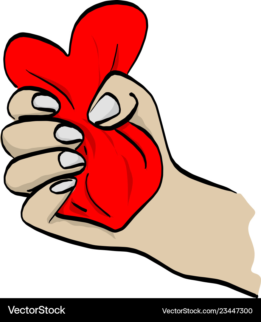 Hand squeezing red heart shape Royalty Free Vector Image