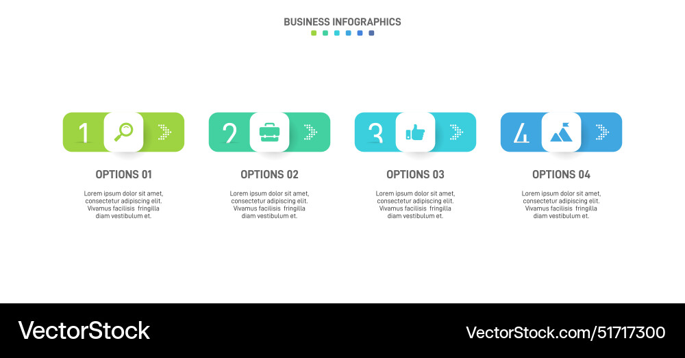 Horizontal progress bar featuring 4 arrow-shaped Vector Image