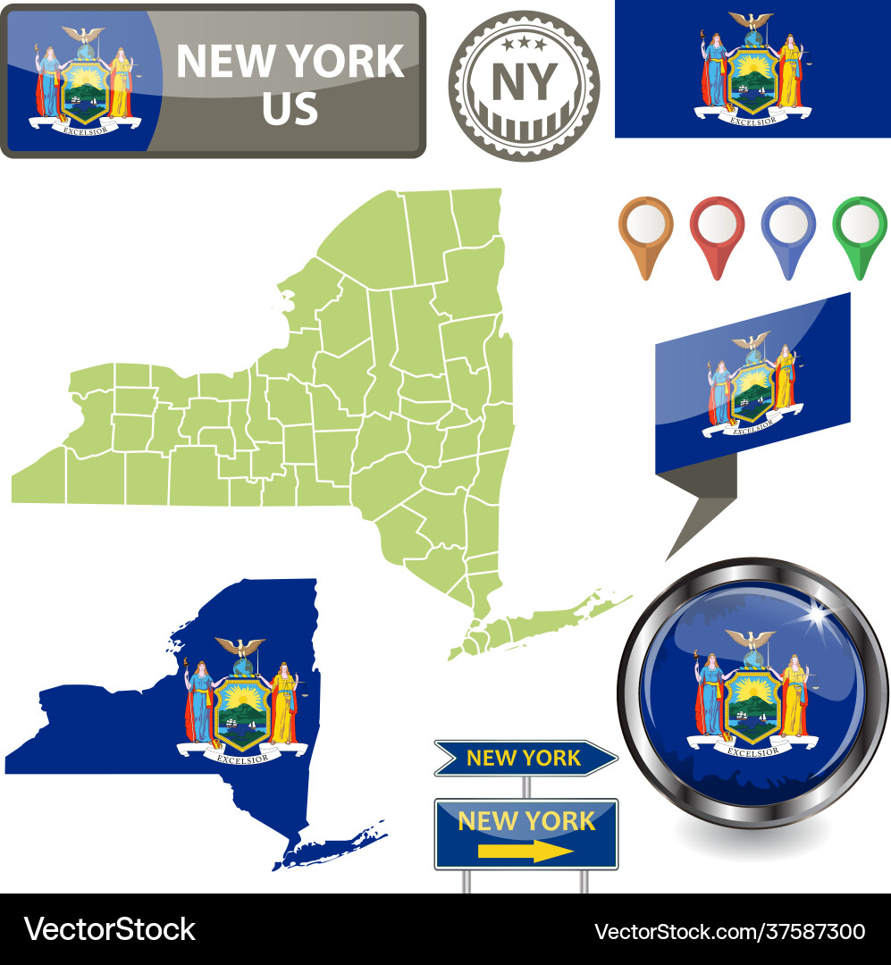 Map new york us Royalty Free Vector Image - VectorStock