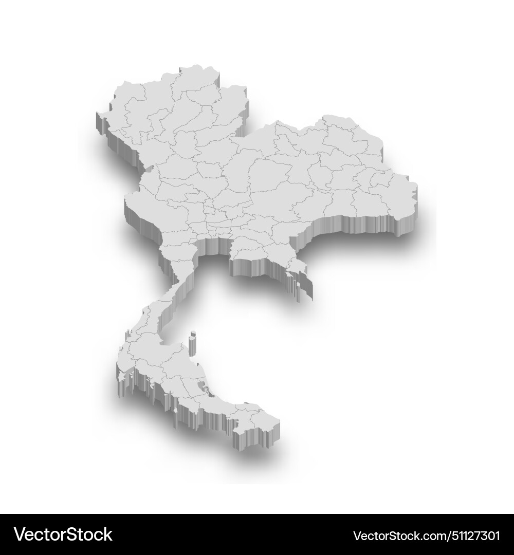 3d thailand white map with regions isolated Vector Image
