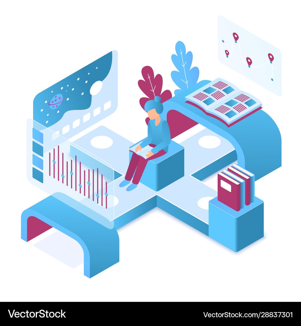 Distance learning isometric Royalty Free Vector Image