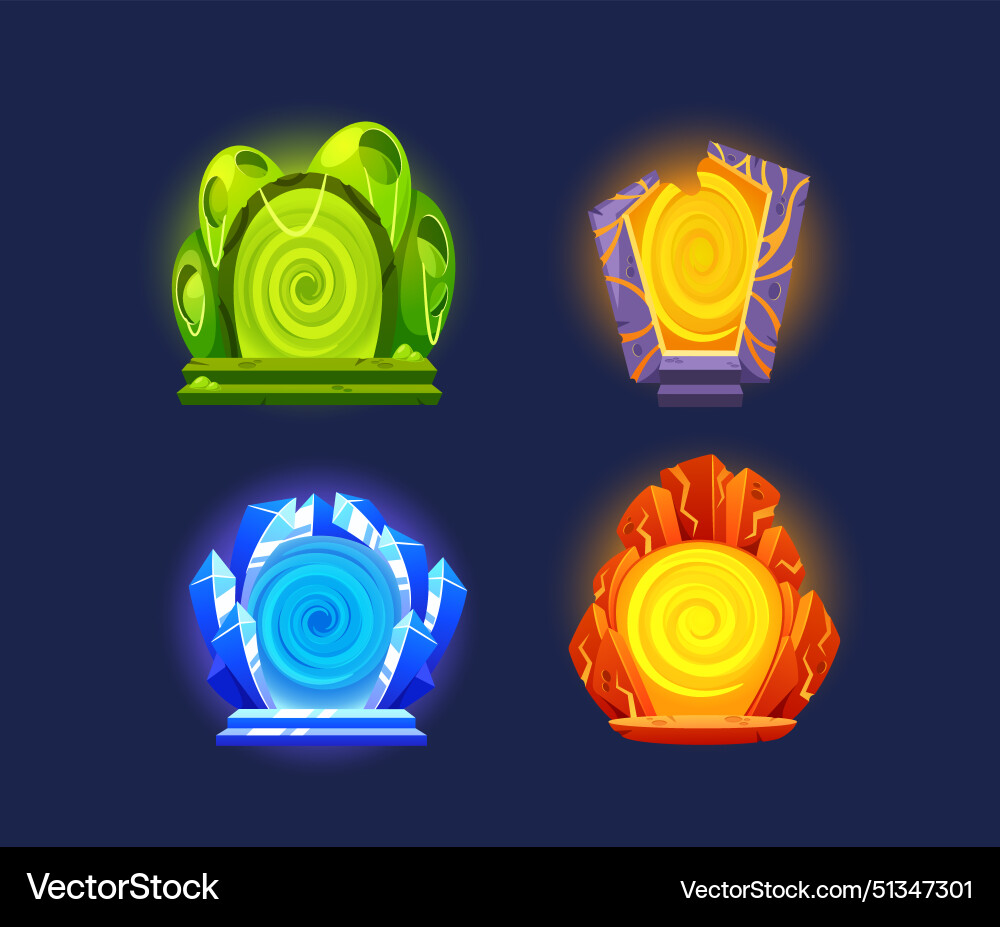Four vibrant magical portals each embodying Vector Image
