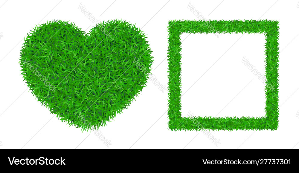 Green grass background 3d set lawn greenery Vector Image
