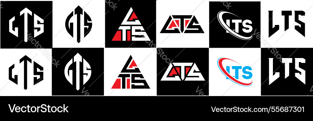Lts letter logo design in six style polygon Vector Image