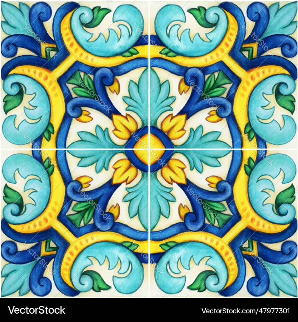 Mediterranean Tile Pattern Royalty Free Vector Image