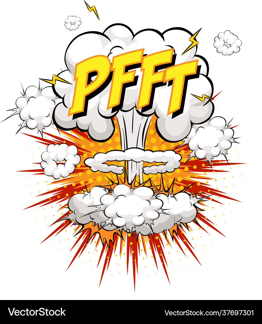 Pfft text on comic cloud explosion isolated Vector Image