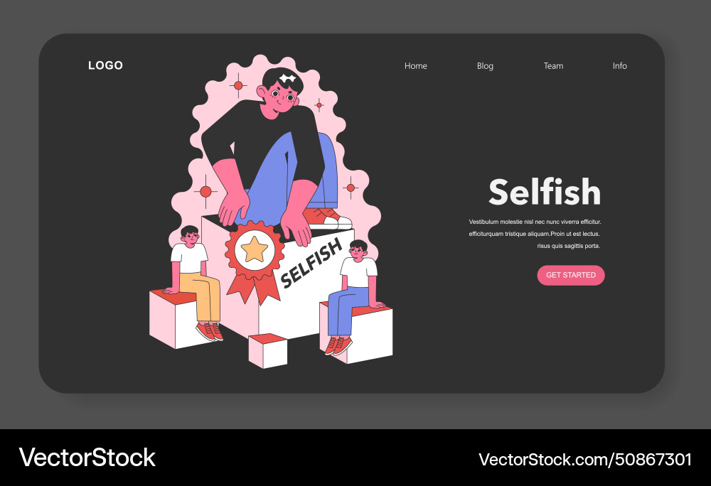 Selfishness concept flat Royalty Free Vector Image