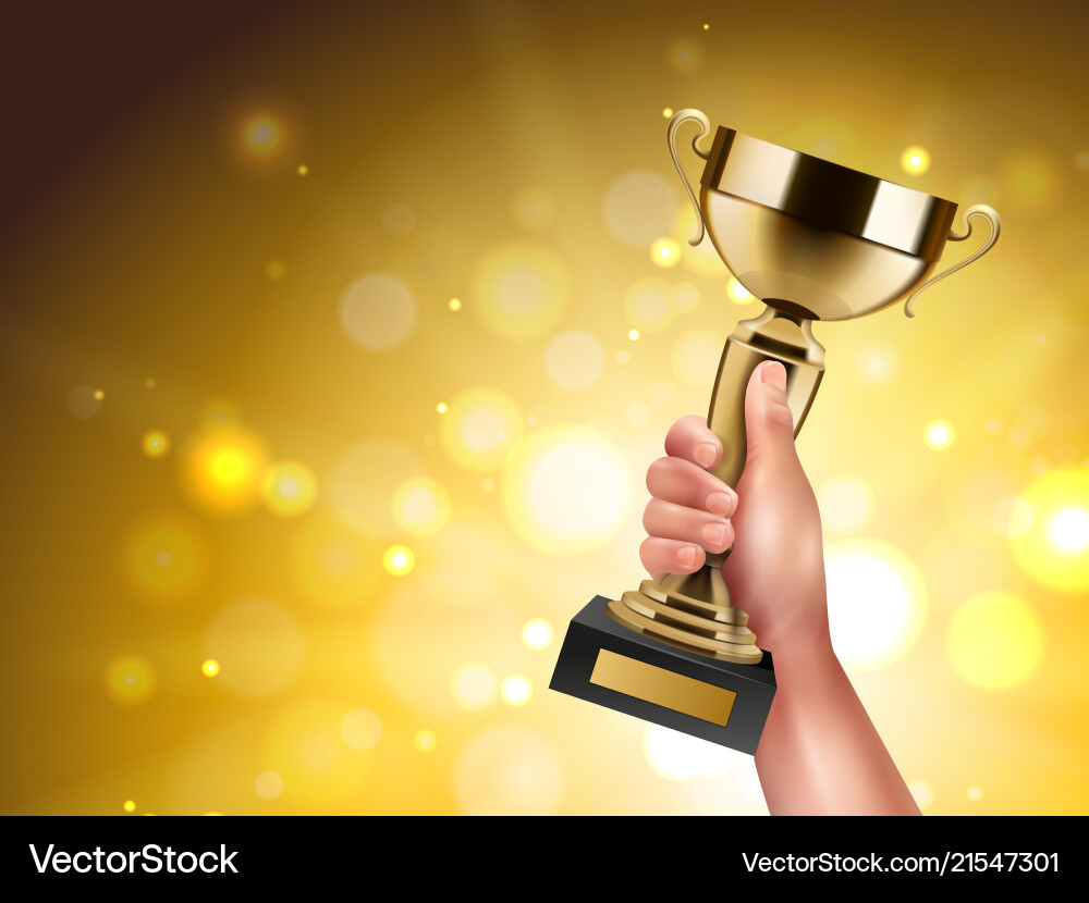 Trophy in hand composition Royalty Free Vector Image