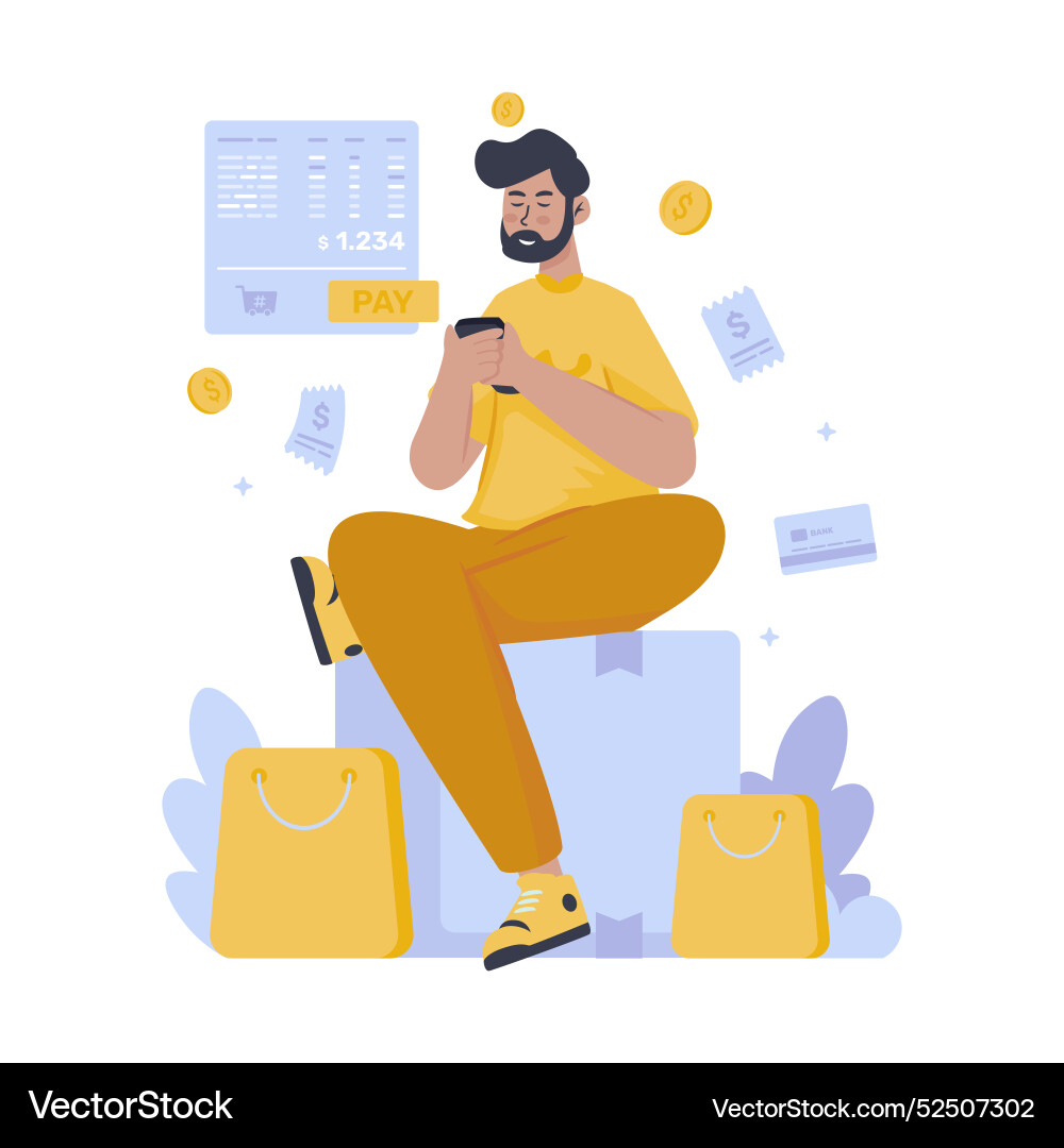 A man with online payment transaction Royalty Free Vector