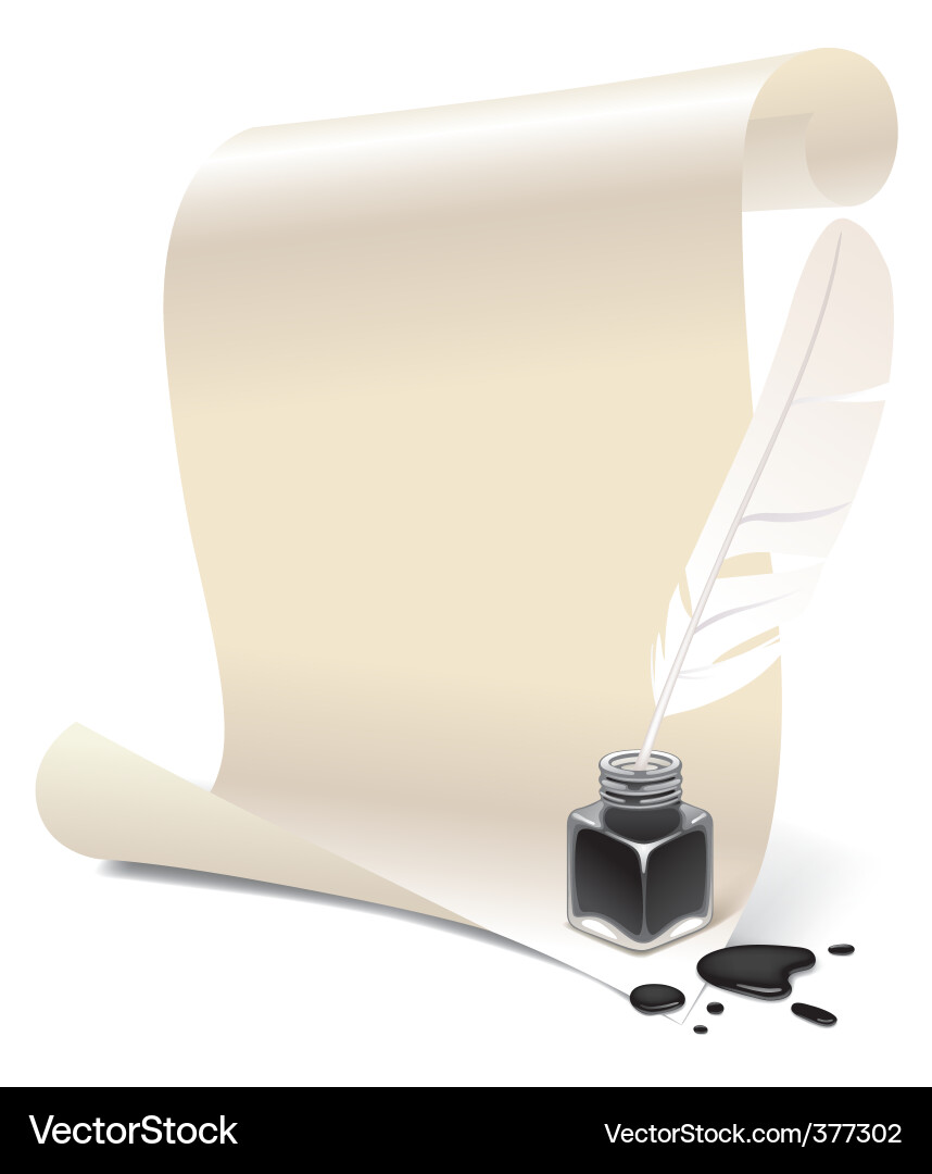 Antique Quill and Inkwell Royalty Free Vector Image