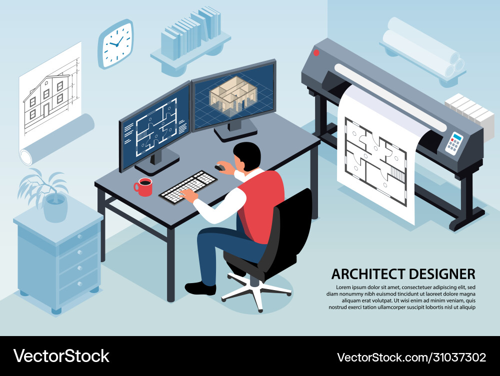 Architect designer horizontal Royalty Free Vector Image