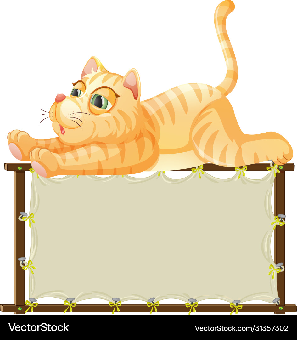 Board template with cute cat on white background Vector Image