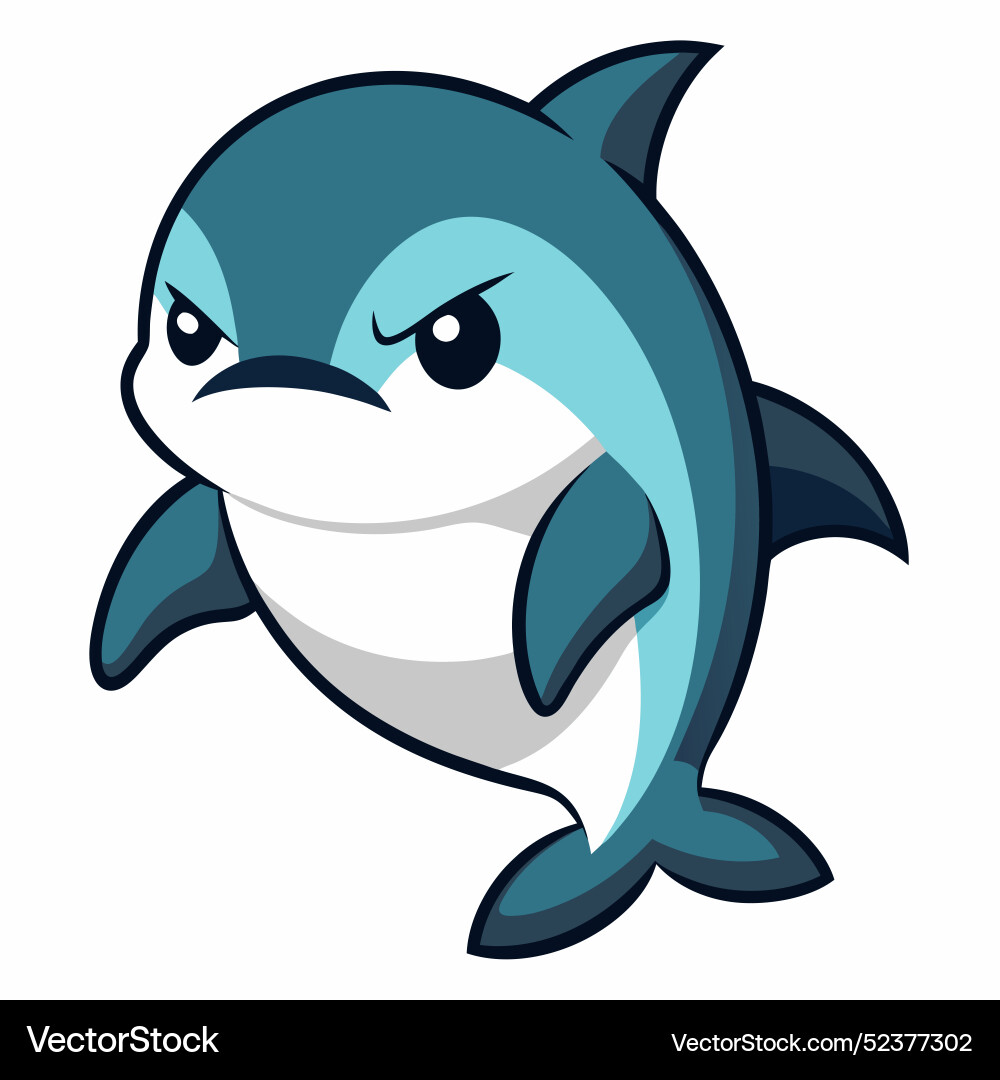 Commerson dolphin angry kawaii Royalty Free Vector Image