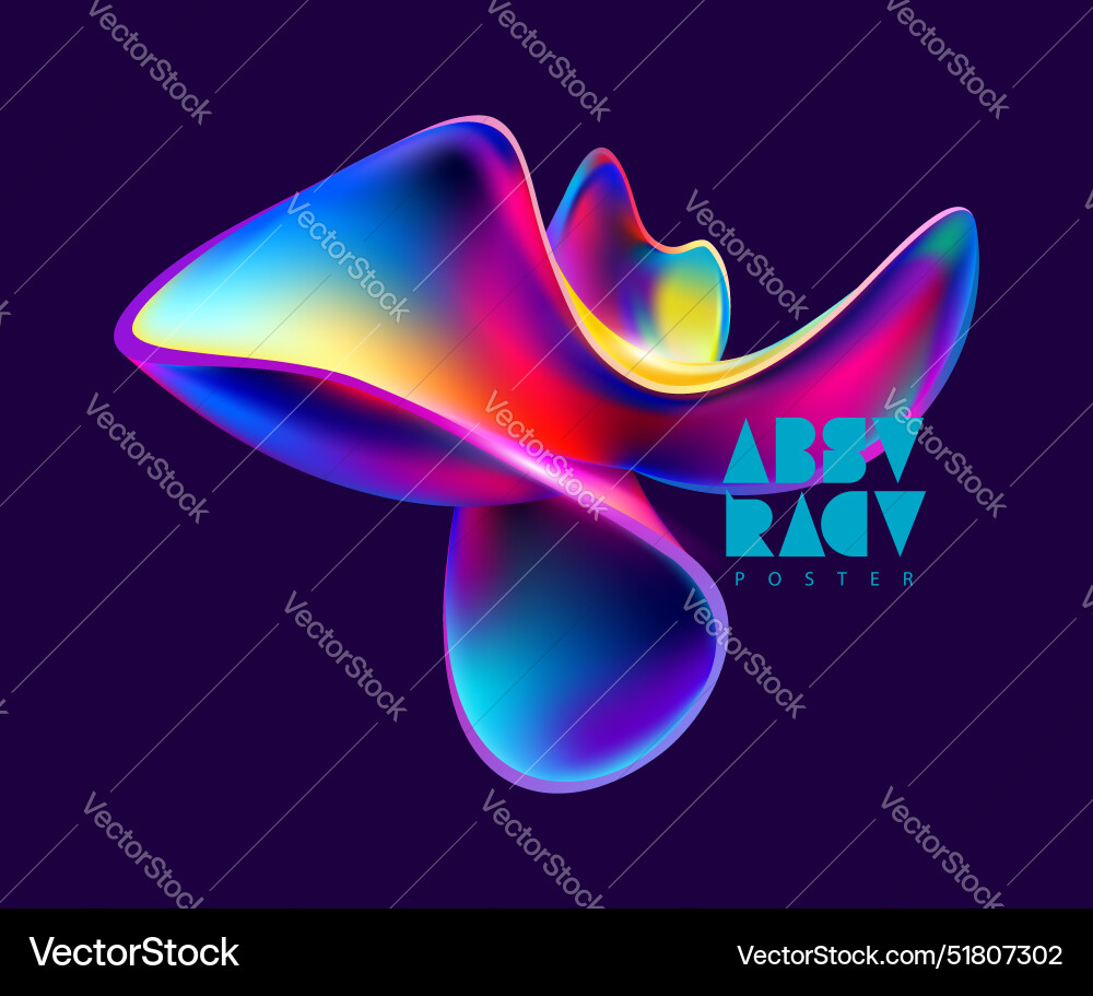 Liquid 3d geometric shapes abstract iridescent Vector Image
