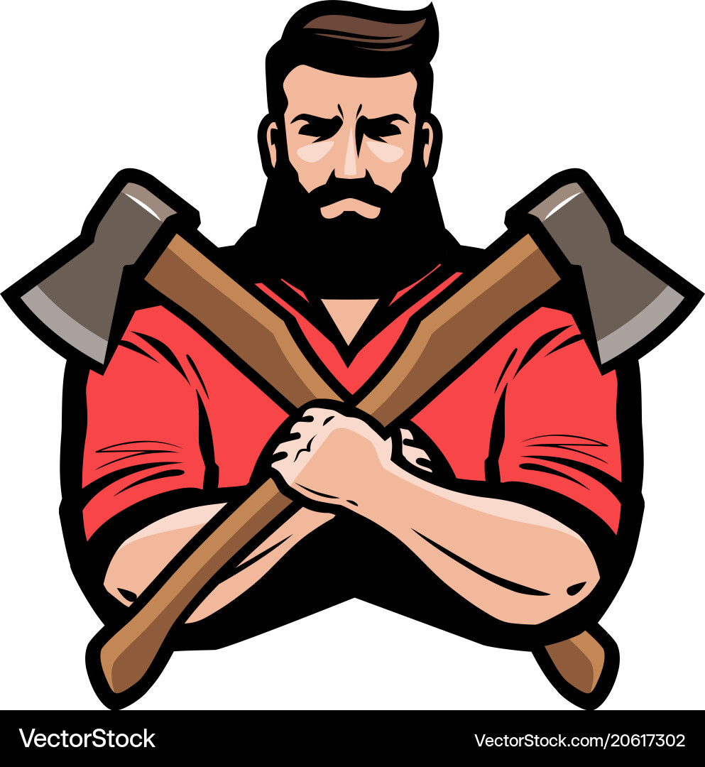 Lumberjack Axes Logo Royalty Free Vector Image