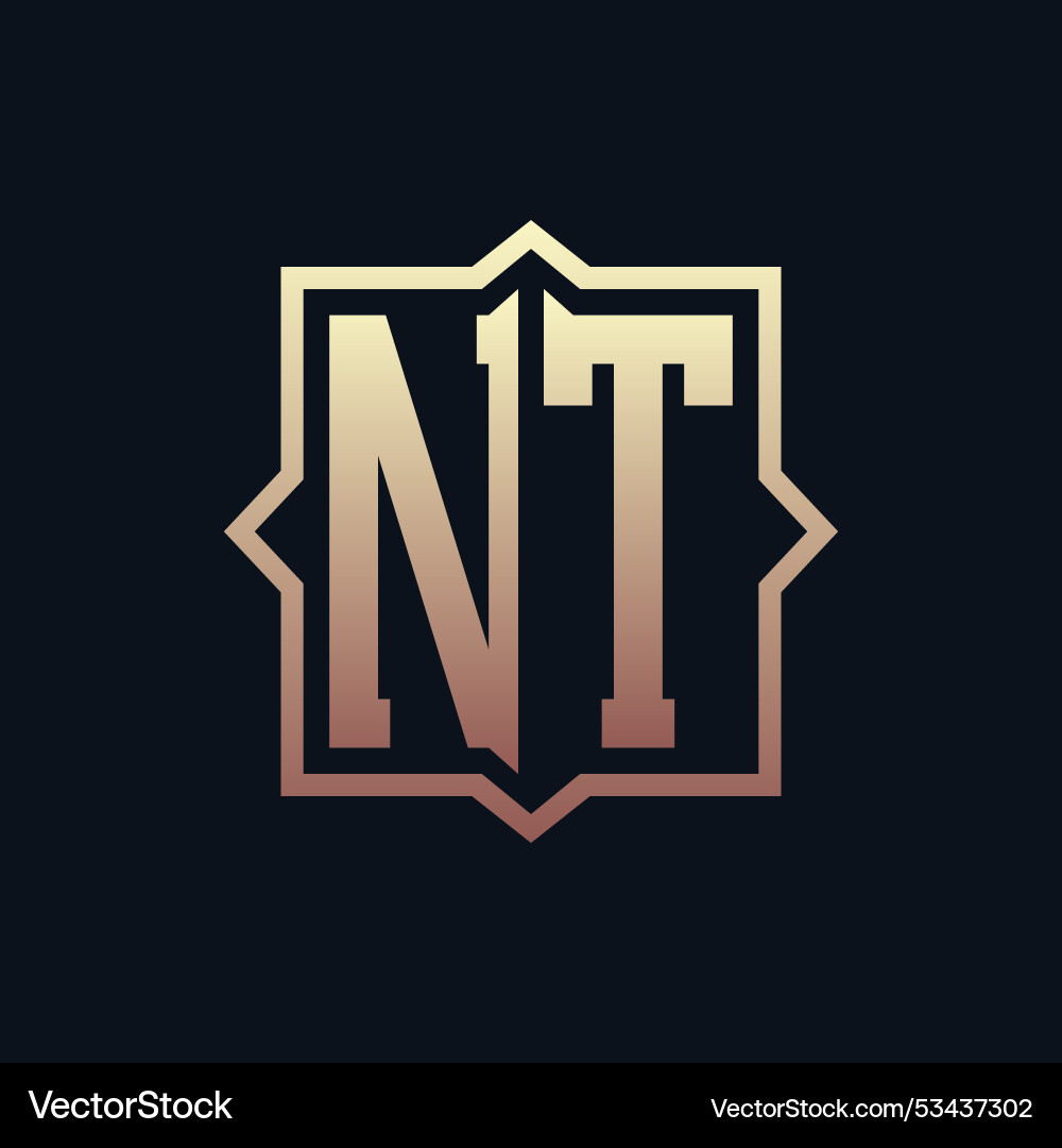 Luxury initial nt monogram logo design elegant Vector Image