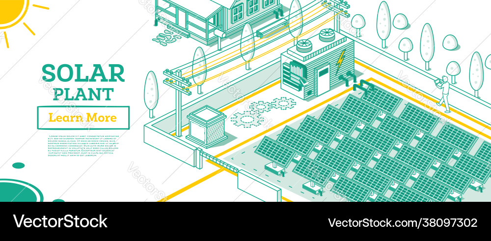 Modern electricity solar plant facility building Vector Image