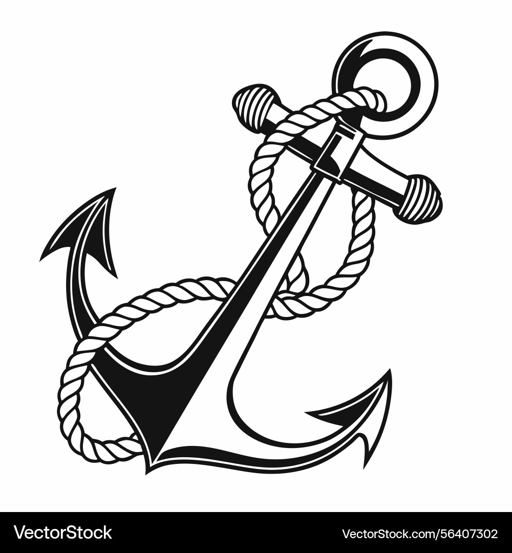 Nautical anchor classic black and white design Vector Image