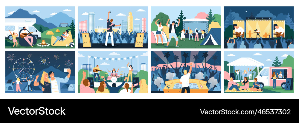 Open air festival set Royalty Free Vector Image