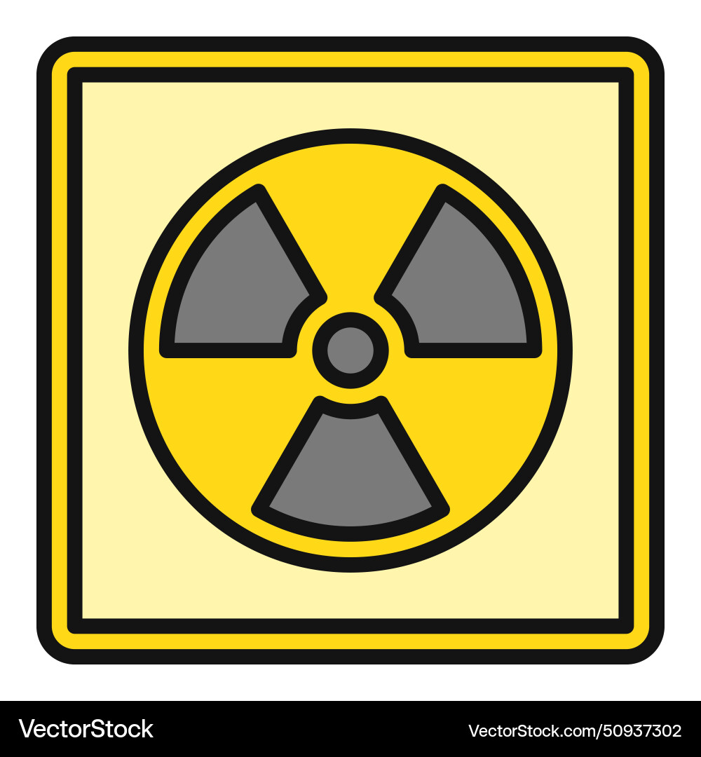Radiation danger zone colored square icon Vector Image
