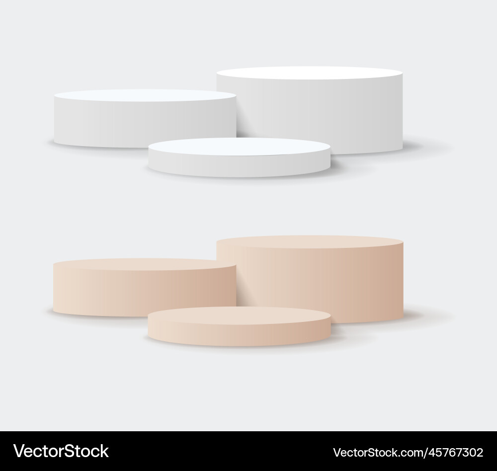 Realistic podium set isolated white background Vector Image