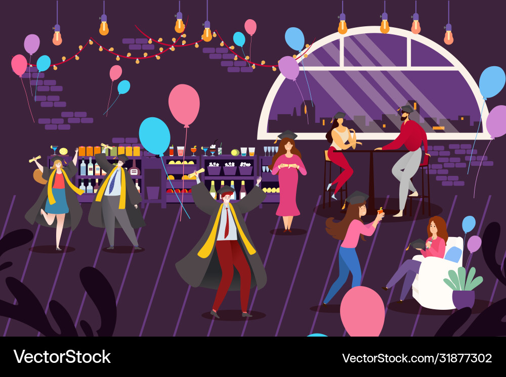 Student people celebrate college graduation Vector Image