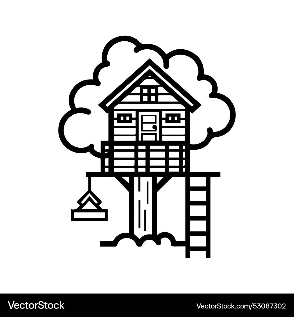 Tree house icon or modern line symbol art Vector Image