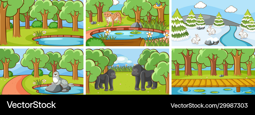 Background scenes animals in wild Royalty Free Vector Image
