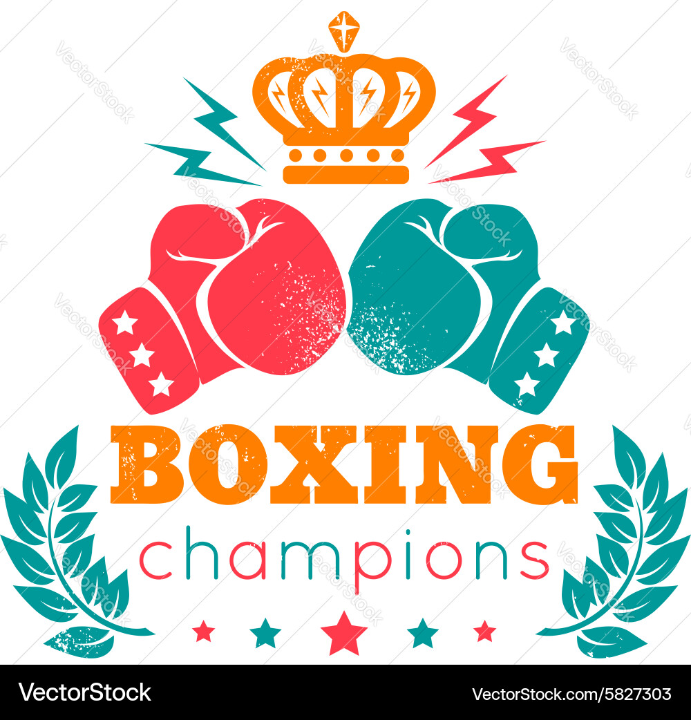 Boxing champions crown color Royalty Free Vector Image