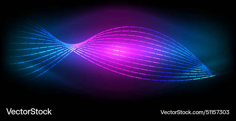 Colorful purple and electric blue wave on dark Vector Image