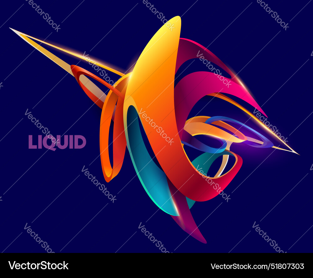 Dynamic 3d geometric shapes colorful curved rings Vector Image