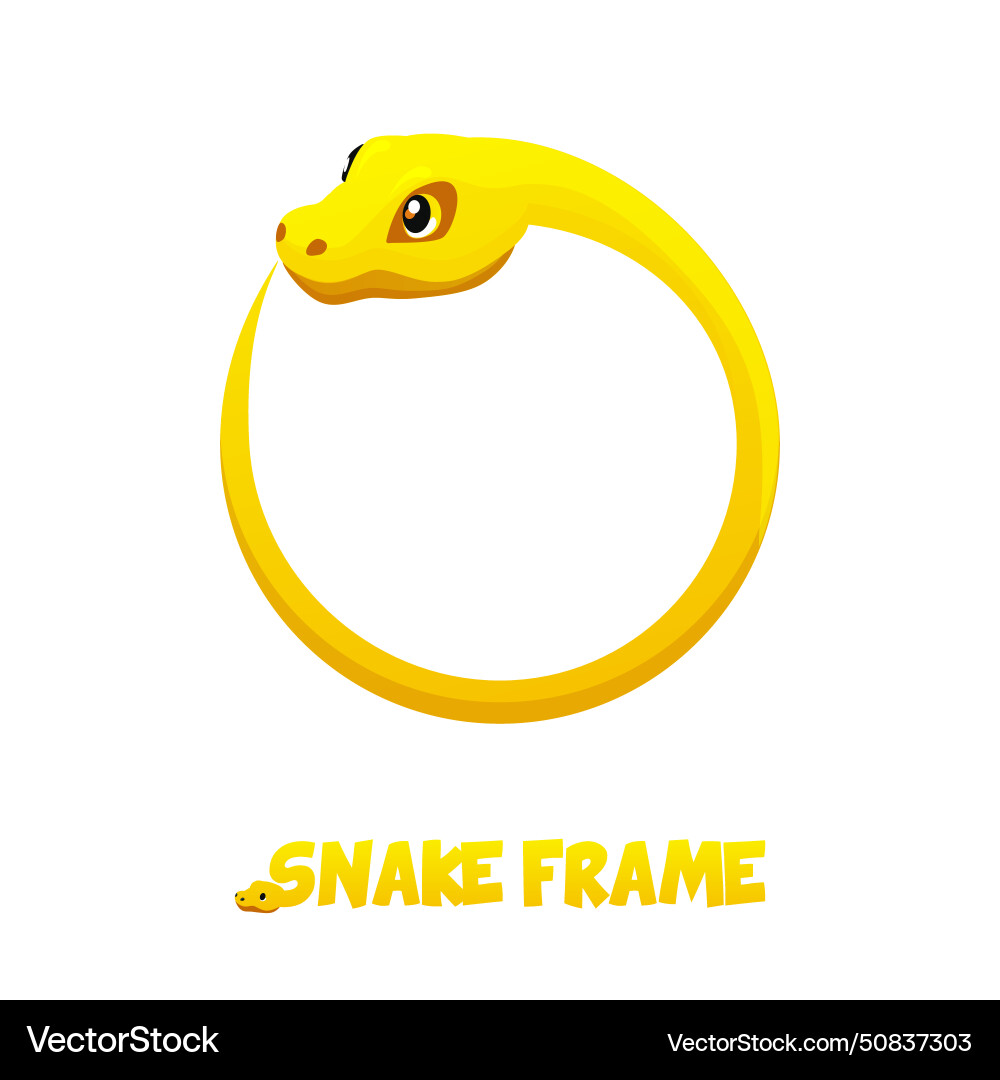 Golden snake frame cartoon green curled Royalty Free Vector