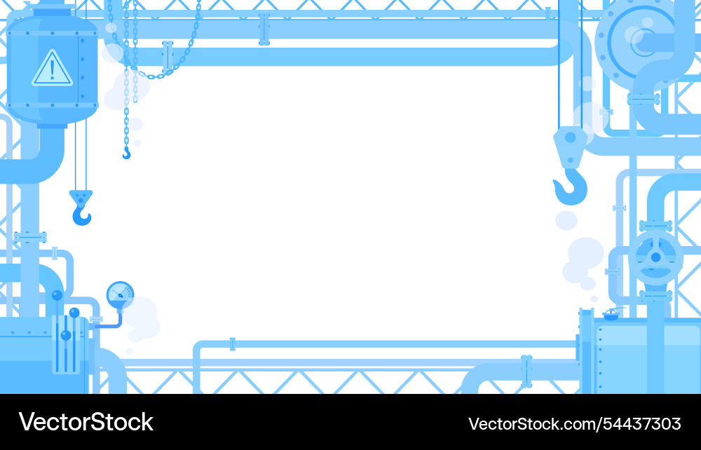 Industrial blue frame and template with gas pipes Vector Image