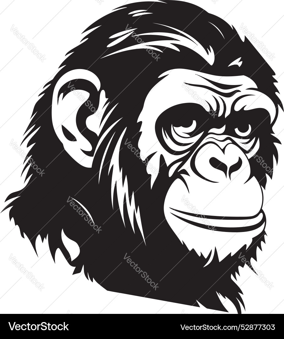 Intricate primate emblem noir chimpanzee icon Vector Image