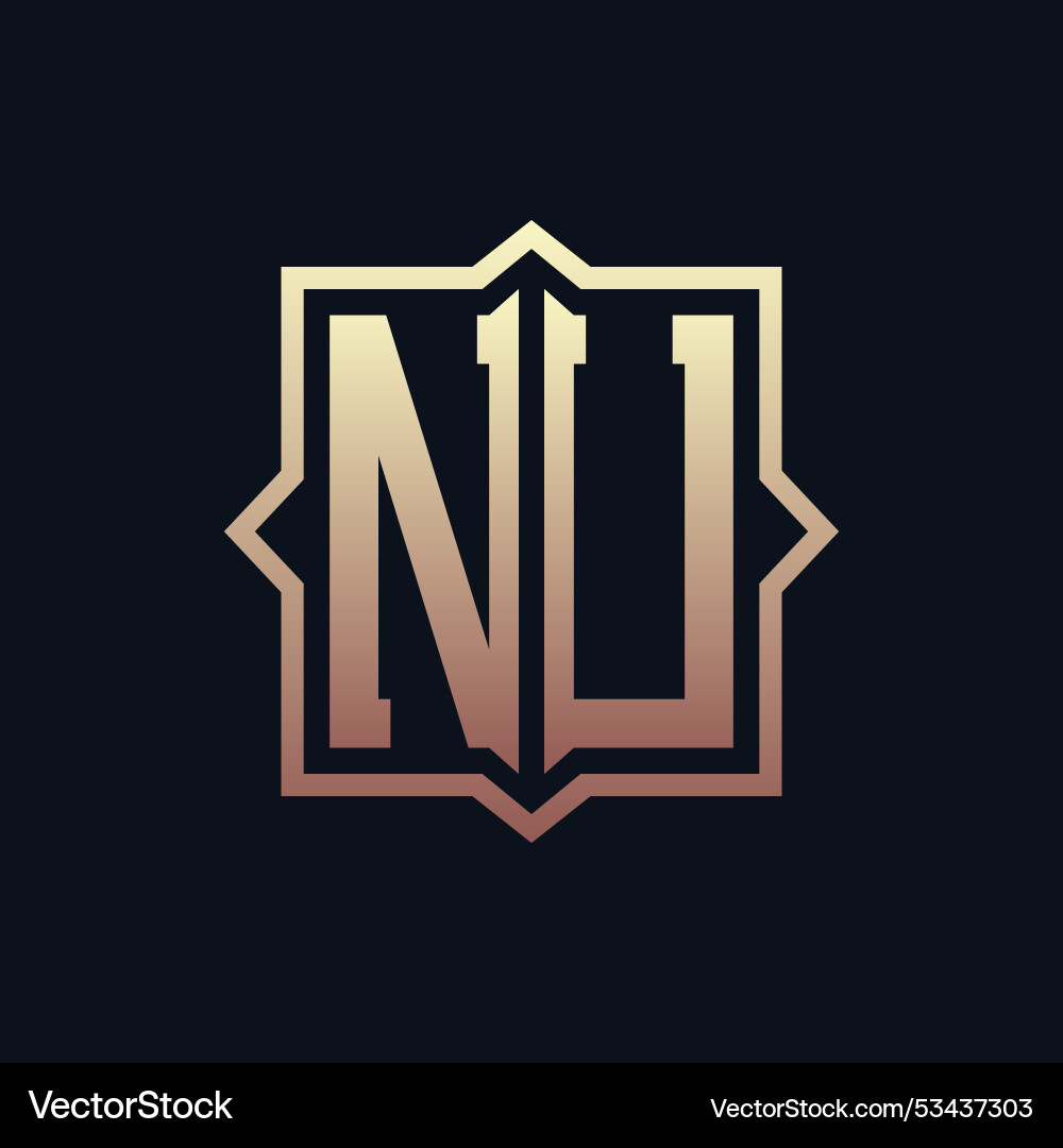 Luxury initial nu monogram logo design elegant Vector Image