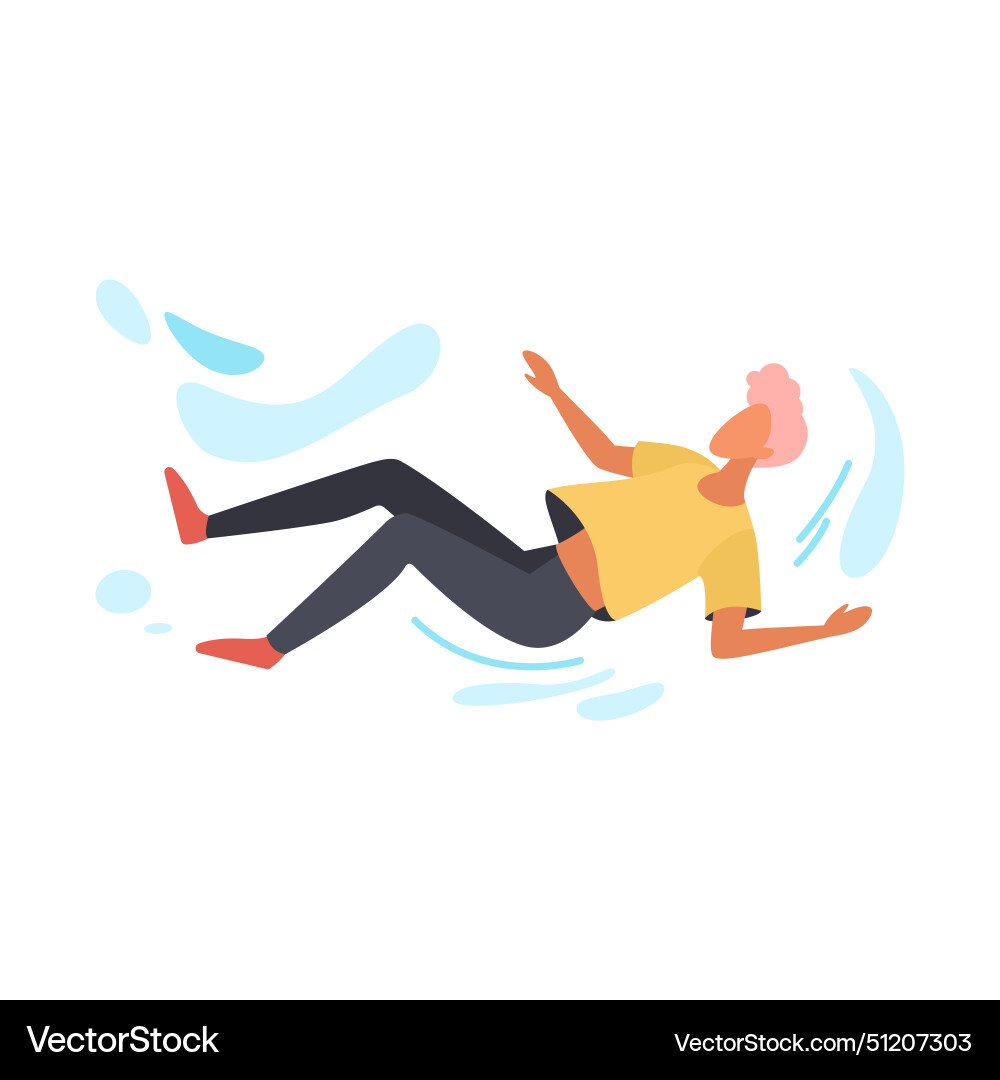 Man falling backwards in air currents waving arms Vector Image