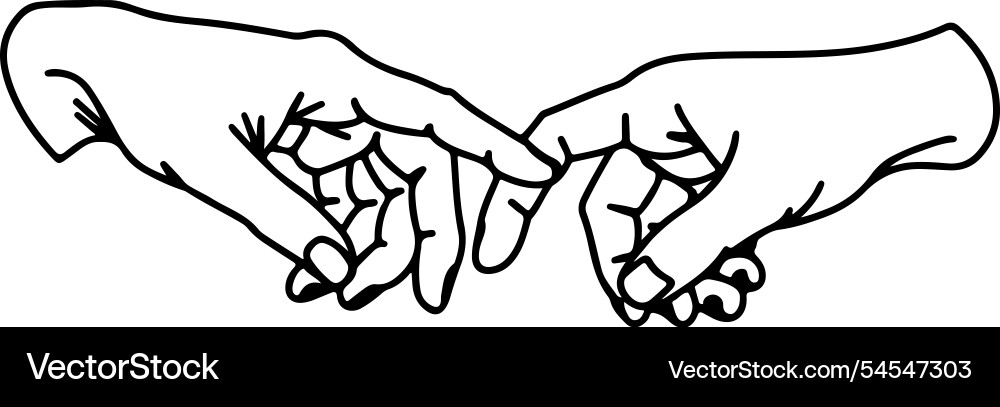 Pinky finger line art silhouette Royalty Free Vector Image
