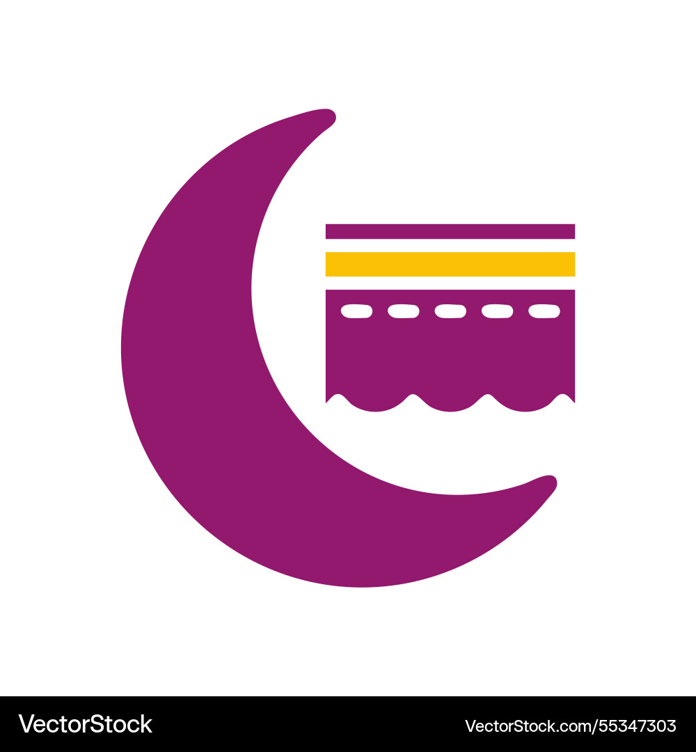 Purple crescent moon and kaaba islamic Royalty Free Vector
