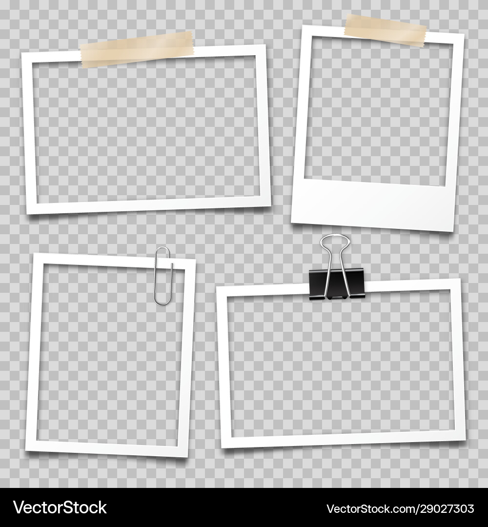 Realistic empty photo card frame film set retro Vector Image