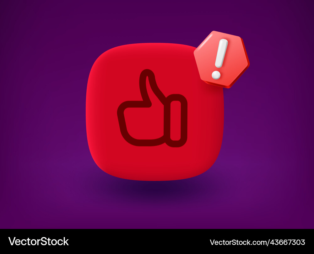 Red button with thumbs up icon and notice Vector Image