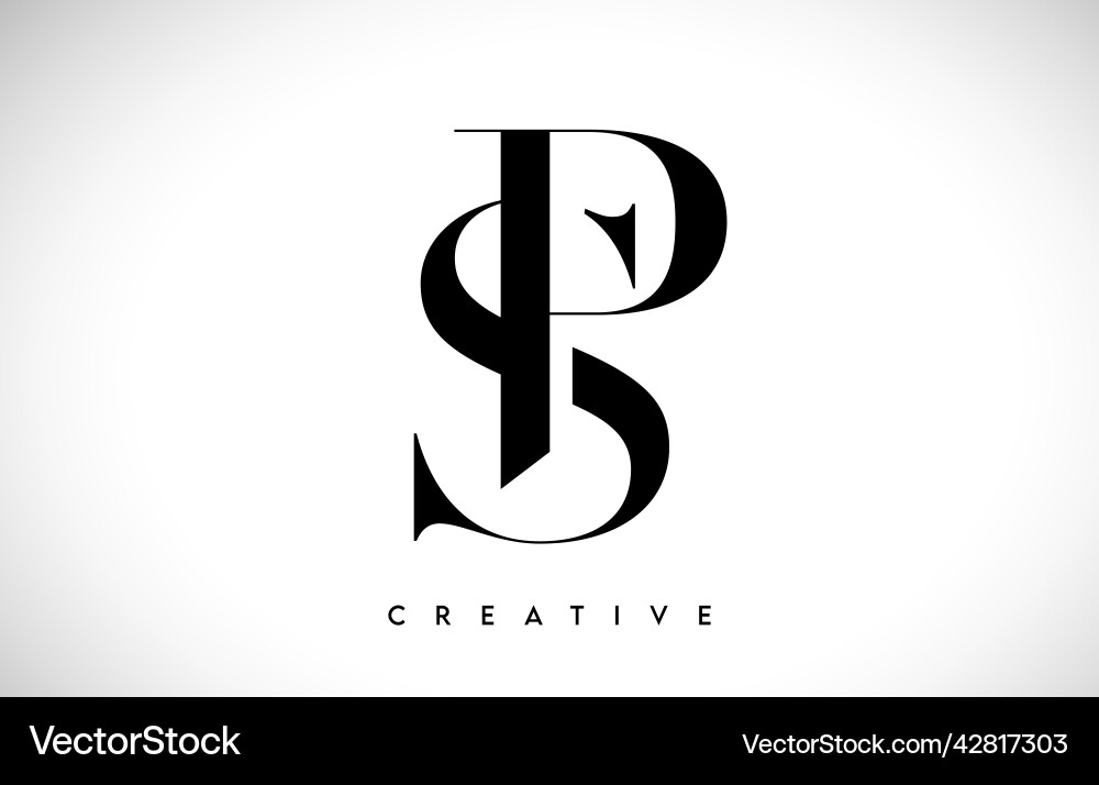 Sp artistic letter logo design with serif font Vector Image