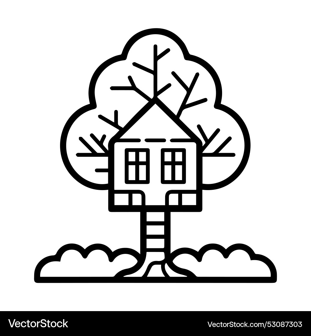 Tree house icon or modern line symbol art Vector Image